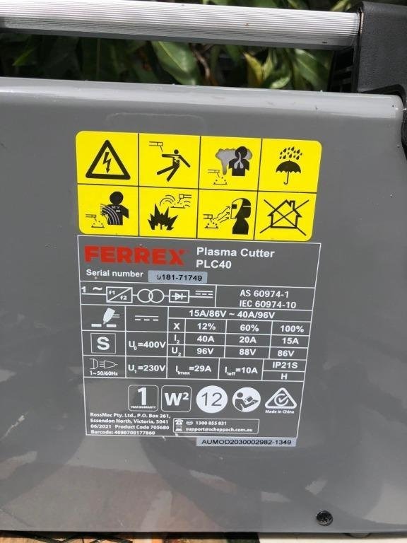 Ferrex 40A Plasma Cutter, Commercial & Industrial, Construction Tools ...