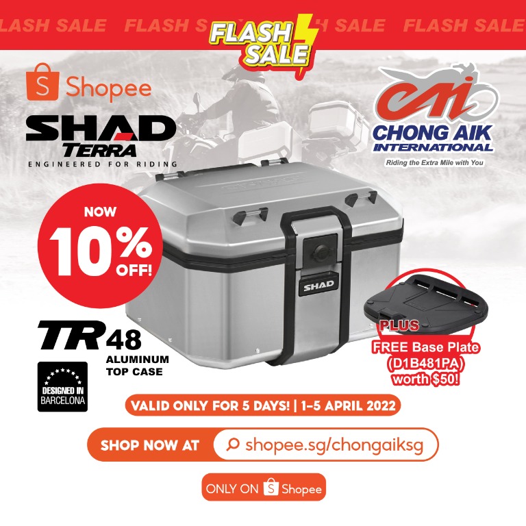 [FLASH SALE] SHAD TERRA TR48 Aluminum Top Case with FREE Base Plate ...