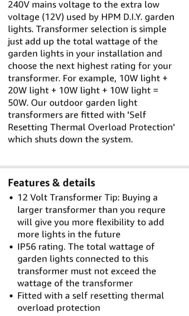 HPM 60W 12 Volts Garden Light Input AC 220V to Output AC 12V Output ...