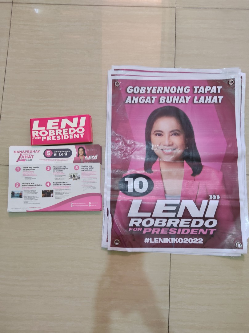 Leni Robredo tarpaulins, flyers, and stickers, Hobbies & Toys ...