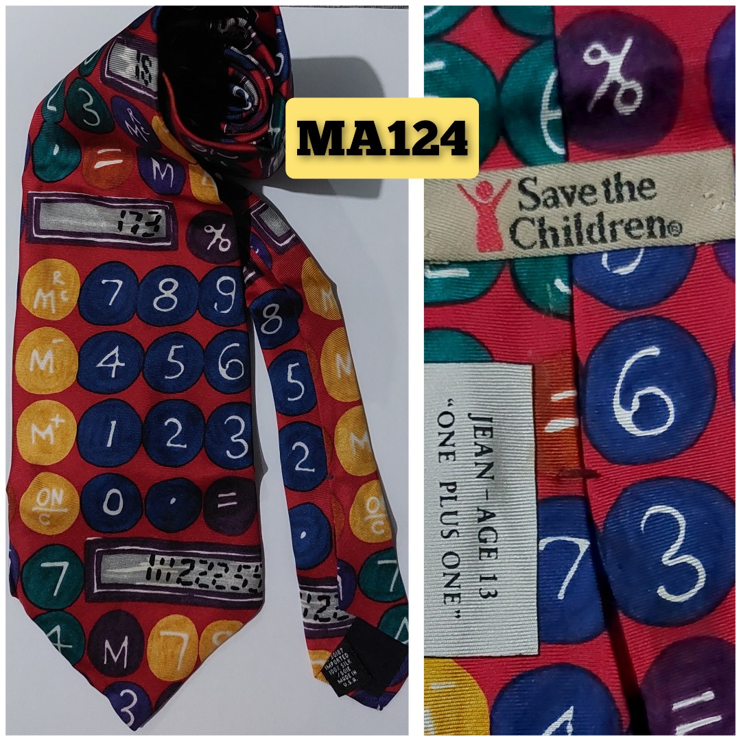 MA124 Save the Children Number Themed Necktie, Men's Fashion, Watches ...