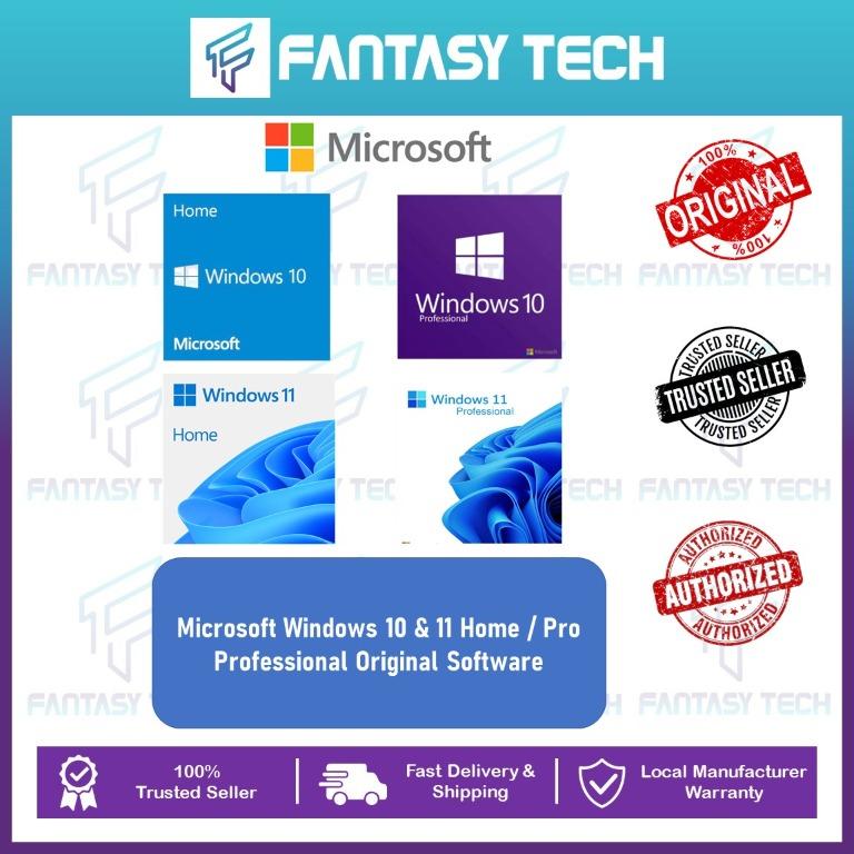 Microsoft Windows 10 & 11 Home & Pro Professional (OEM) Pack Original ...