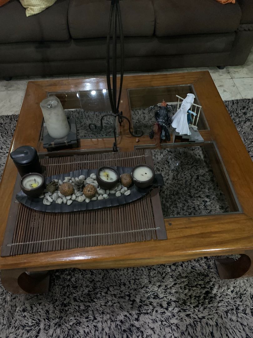 Narra center table with glass, Furniture & Home Living, Furniture ...
