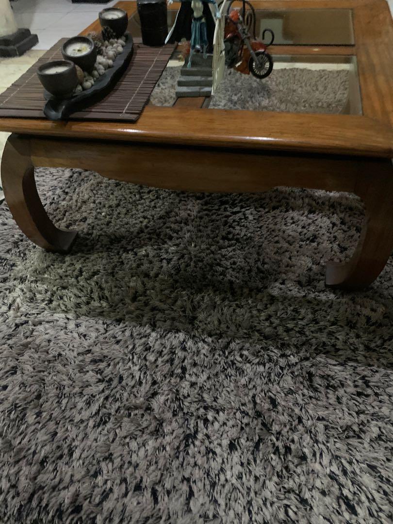 Narra center table with glass, Furniture & Home Living, Furniture ...