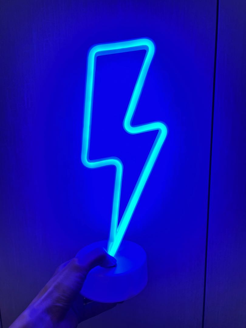 Neon blue lightning LED Light, Furniture & Home Living, Lighting & Fans ...