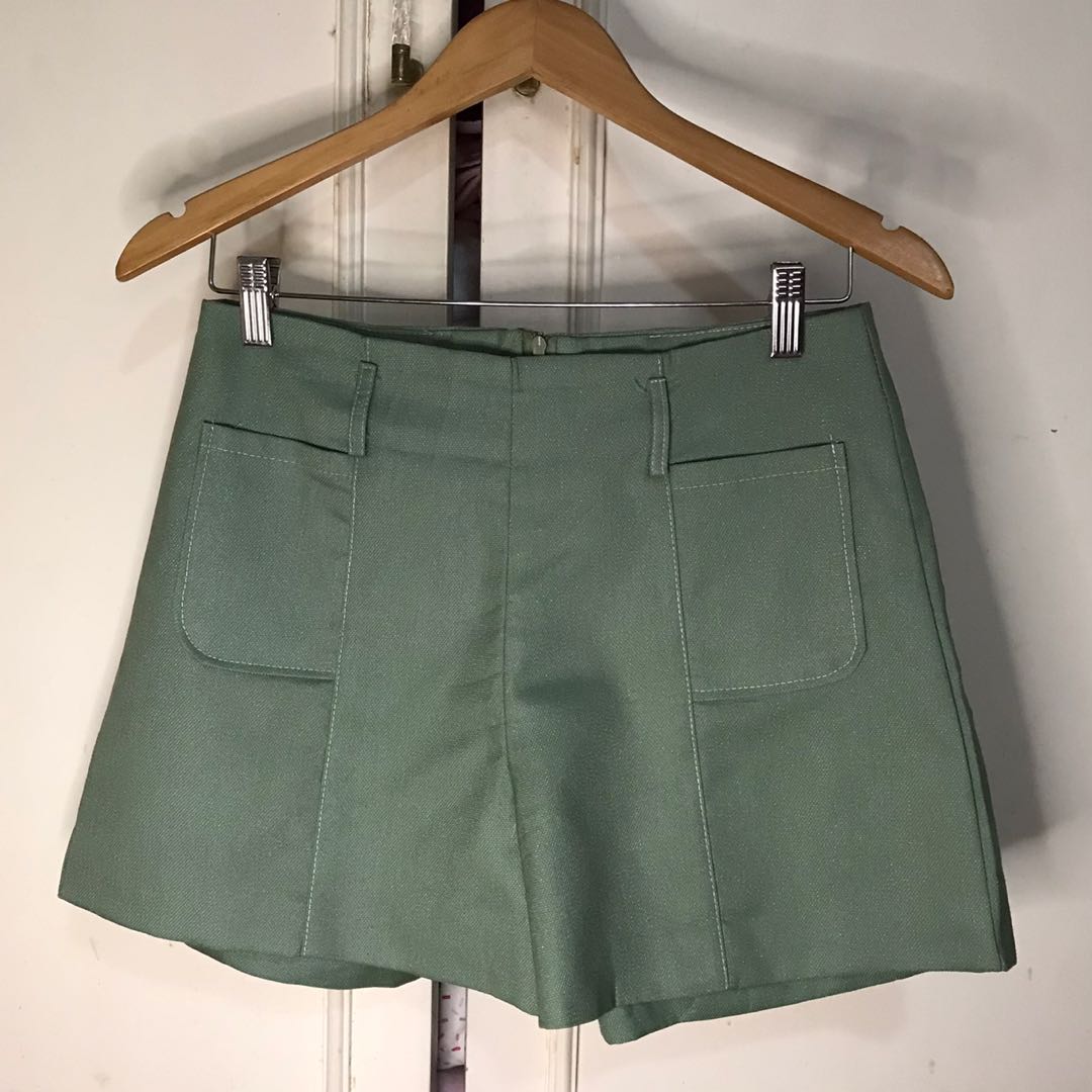 Sage Green Shorts HW, Women's Fashion, Bottoms, Shorts on Carousell