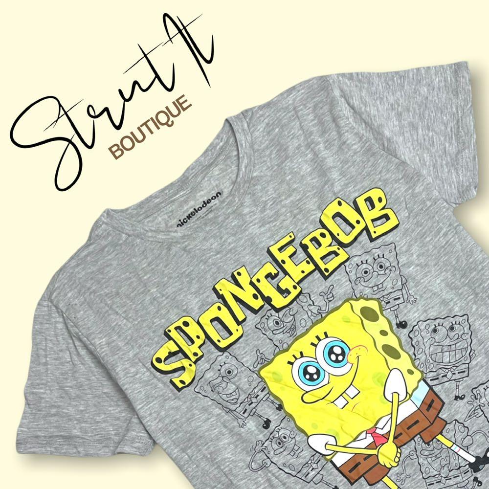 SPONGEBOB GRAY FRONT PRINT, Women's Fashion, Tops, Shirts on Carousell