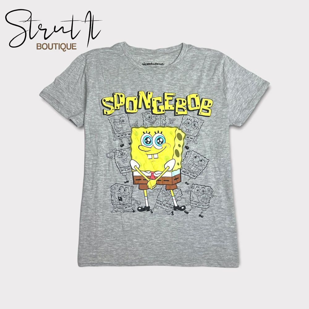 SPONGEBOB GRAY FRONT PRINT, Women's Fashion, Tops, Shirts on Carousell