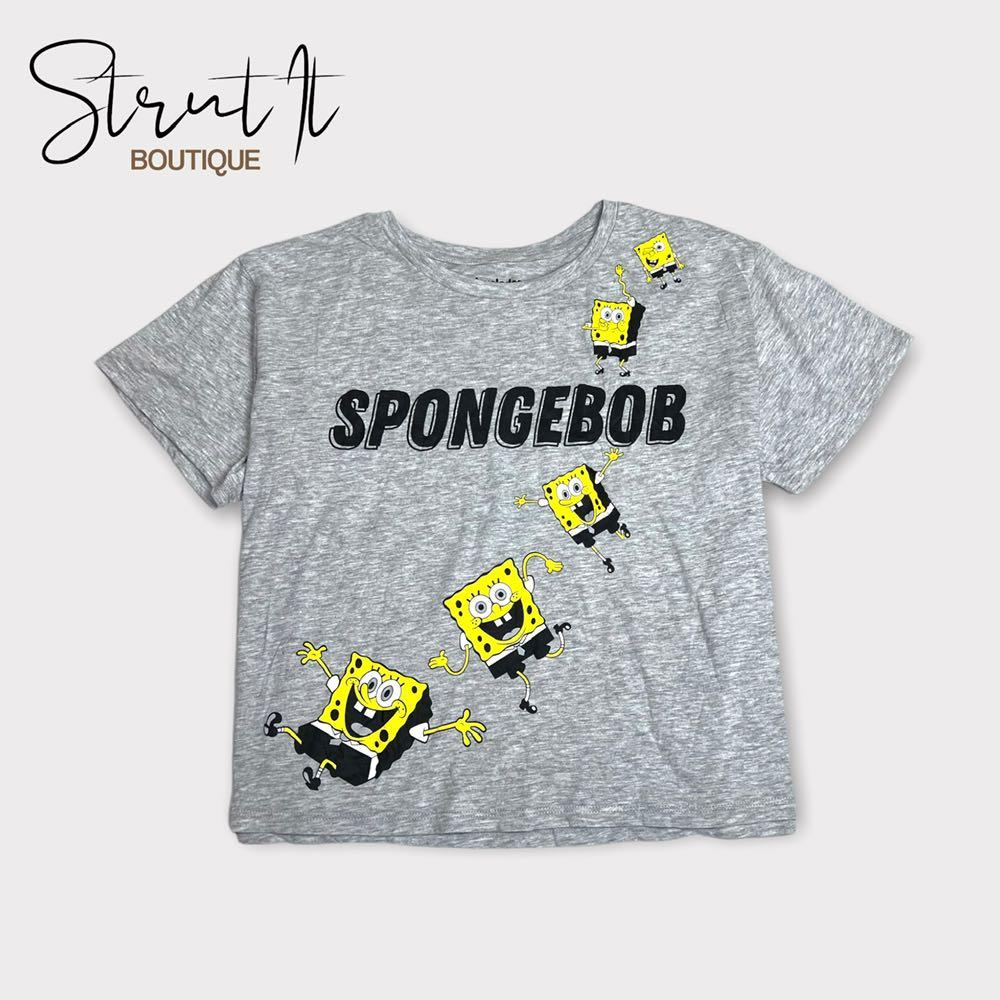 SPONGEBOB GRAY SEMI CROP, Women's Fashion, Tops, Shirts on Carousell