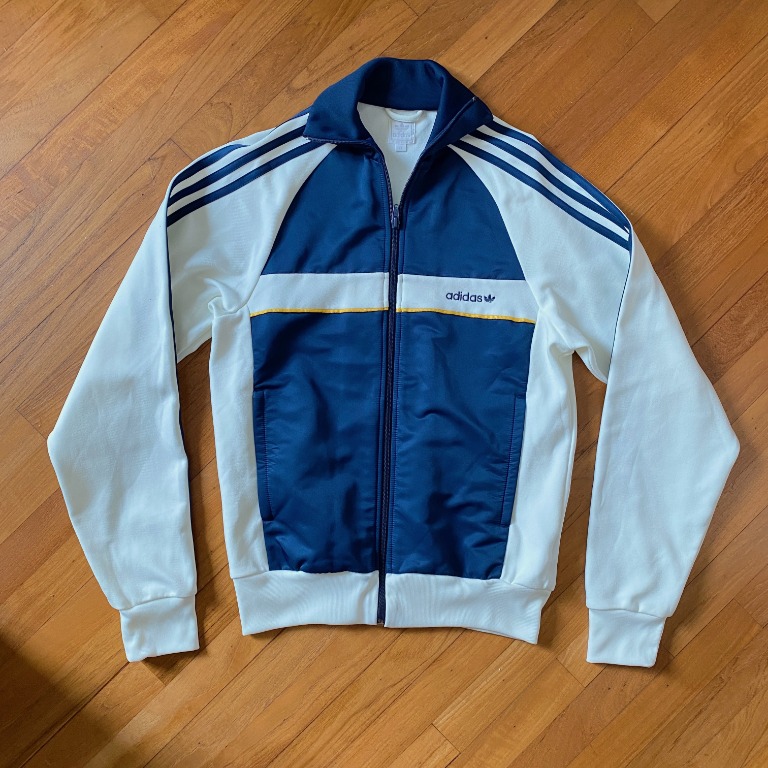 Adidas Vintage White/Blue Track & Field Jacket, Men's Fashion, Coats ...