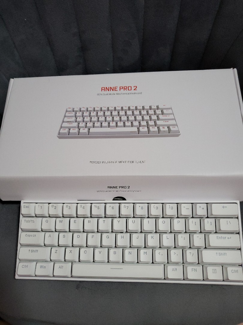 Anne Pro 2 White Keyboard - Gateron Brown Switches, RGB lighting, dual ...