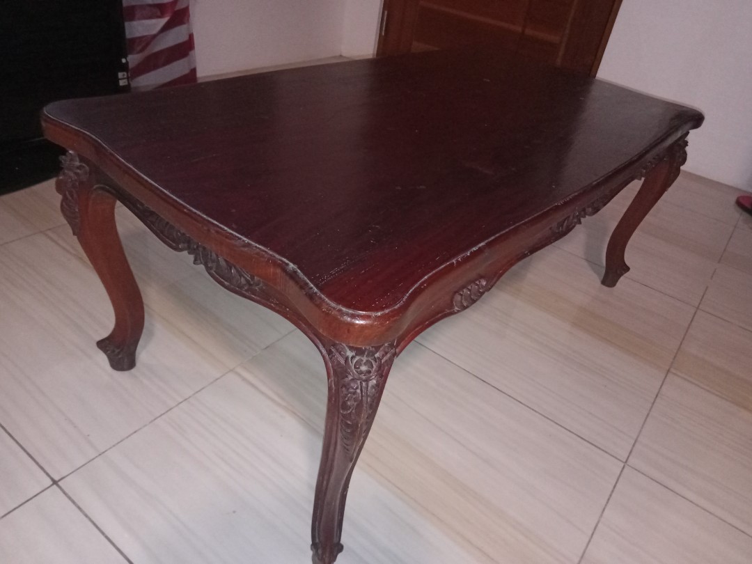 Center Table Narra Heavy Wood 4 Feet with Carvings, Furniture & Home ...