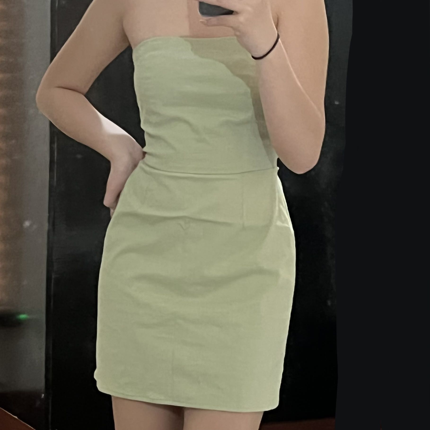 custom linen tube dress in tea green, Women's Fashion, Dresses & Sets ...