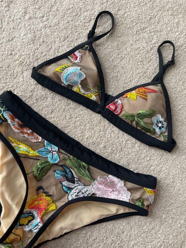 Embroidery bikini, Women's Fashion, Swimwear, Bikinis & Swimsuits on ...