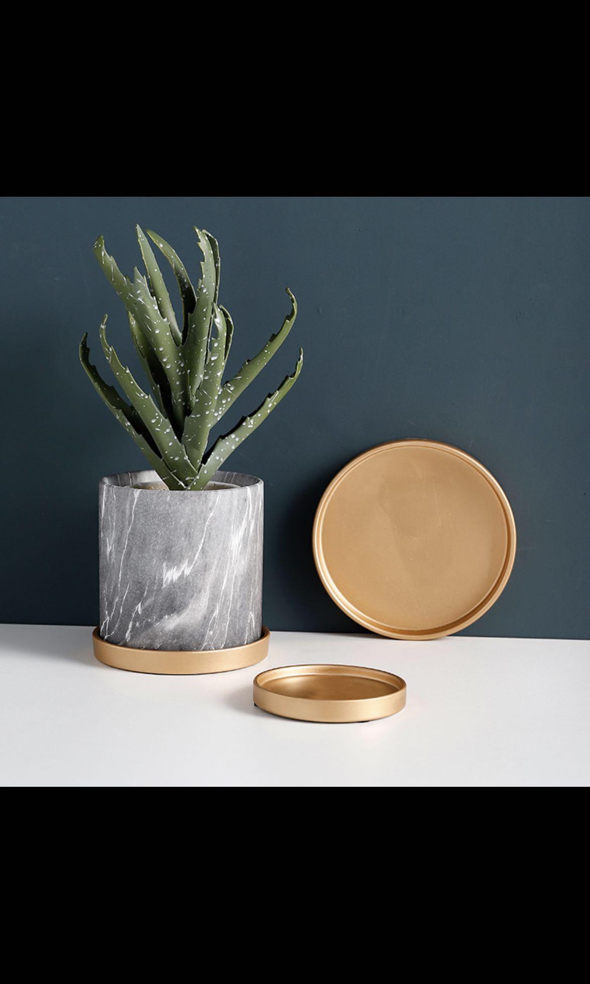 Flower pot base plate (gold), Furniture & Home Living, Gardening, Pots ...