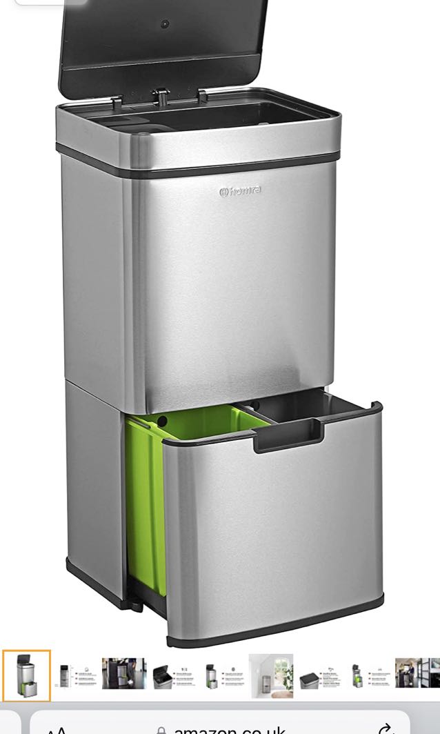 Homra Nexo | 3 Compartments Recycling Bin trash can | 72 Litres (48 ...