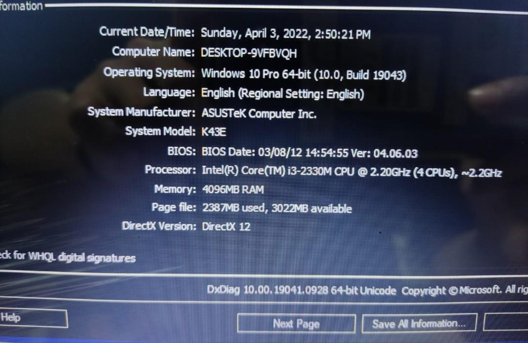 Laptop Asus K43E RAM 4/500GB Normal Windows 10!, Elektronik, Komputer ...