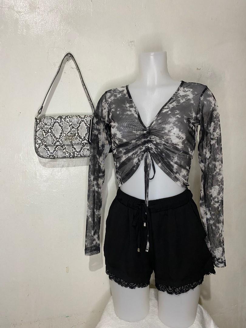 New Look Pull String Mesh Top, Women's Fashion, Tops, Longsleeves on ...