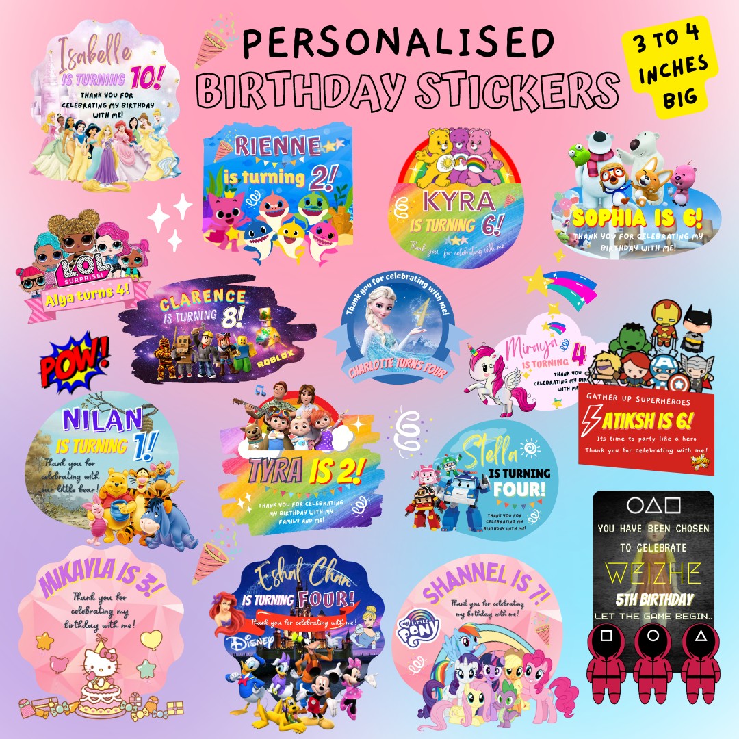 Personalised birthday stickers | Stickers | Birthday | Children day ...