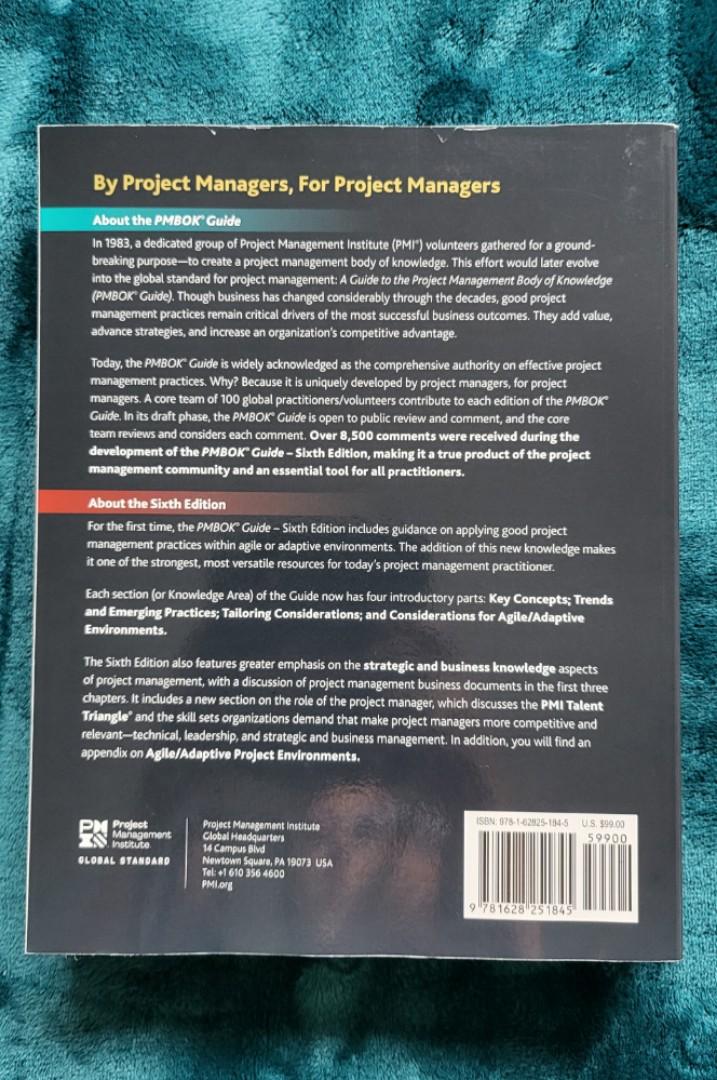 Project Management Institute (PMI) PMBOK 6th Edition (for CAMP, PMP, CSM, CSPO prep), Hobbies ...