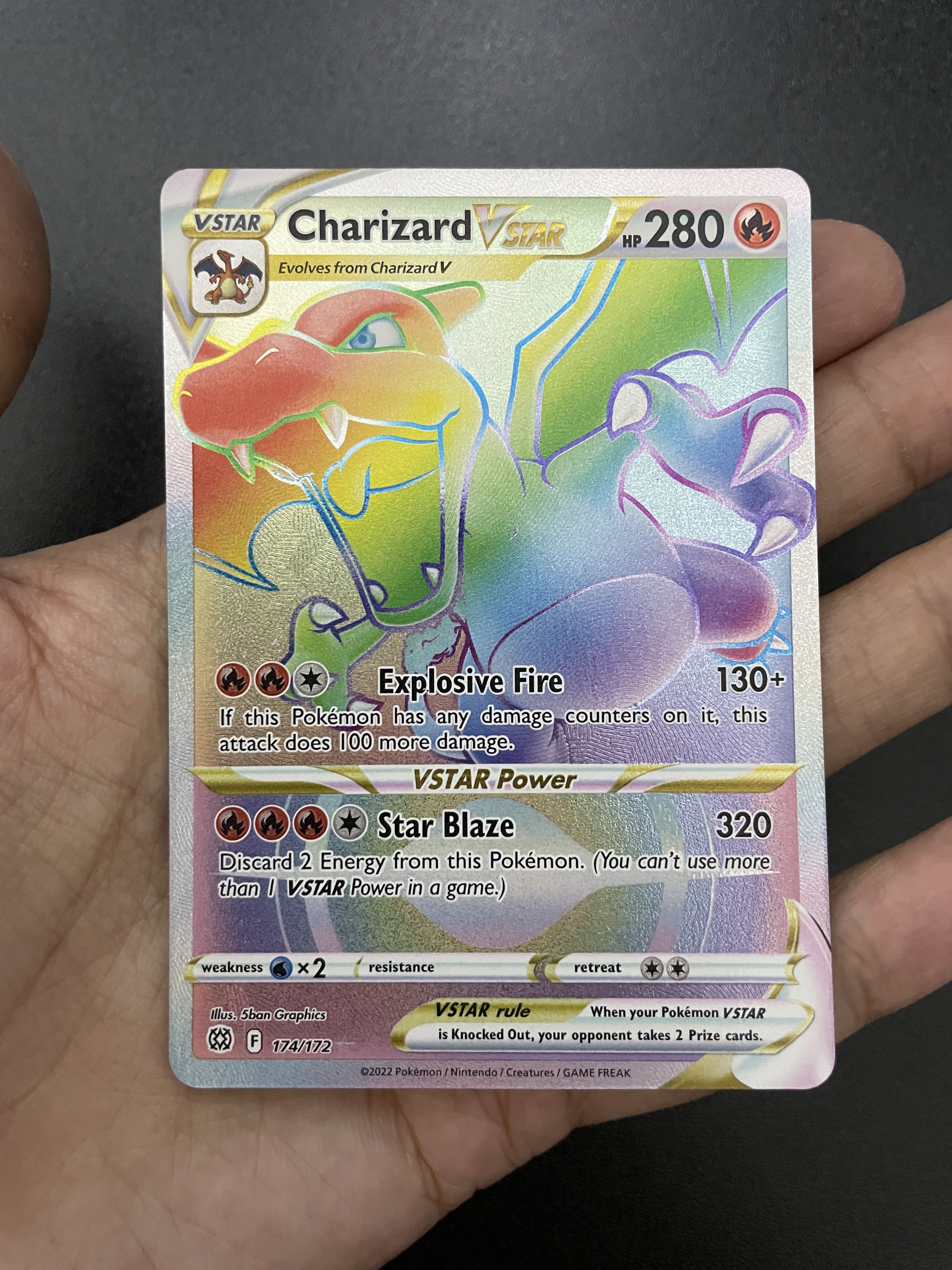 Rainbow Charizard Vstar, Hobbies & Toys, Toys & Games on Carousell