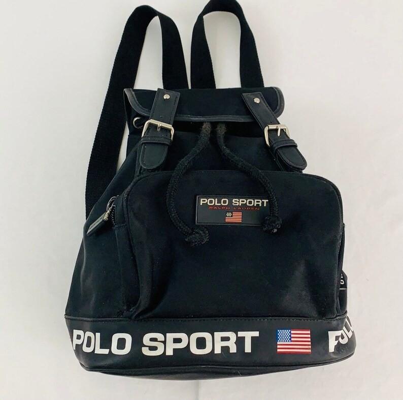 Vintage Polo Sport Mini Backpack Black, Women's Fashion, Bags & Wallets ...