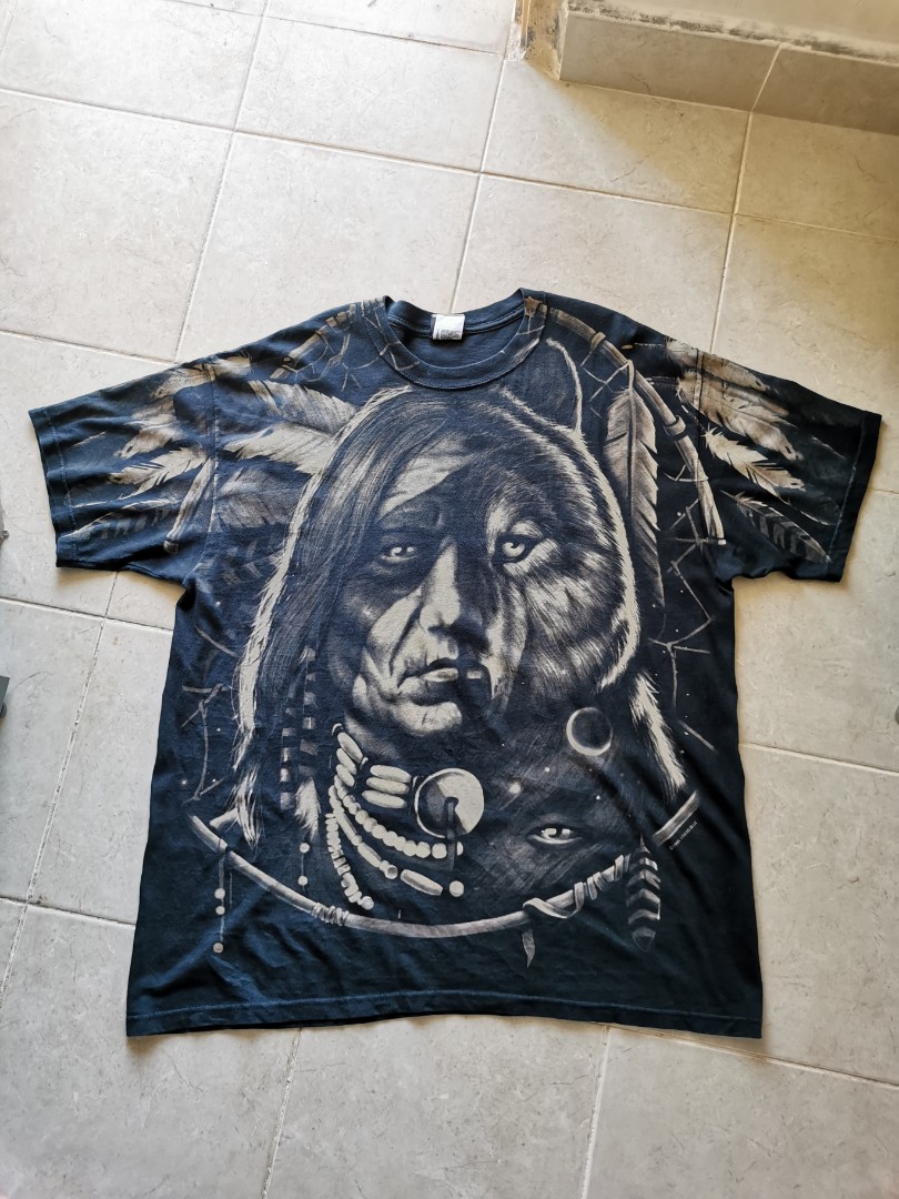 Vintage Tye Dye Apache Red Indian Liquid Blue USA, Men's Fashion, Tops ...