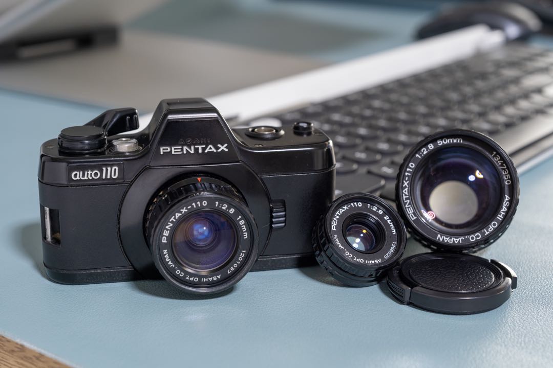 Asahi Pentax Auto 110 with 3 lenses and flash, Photography, Cameras on ...
