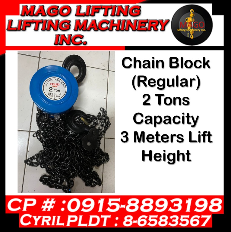 Chain Block (Regular) 2 Tons Capacity 3 Meters Lift Height, Commercial ...