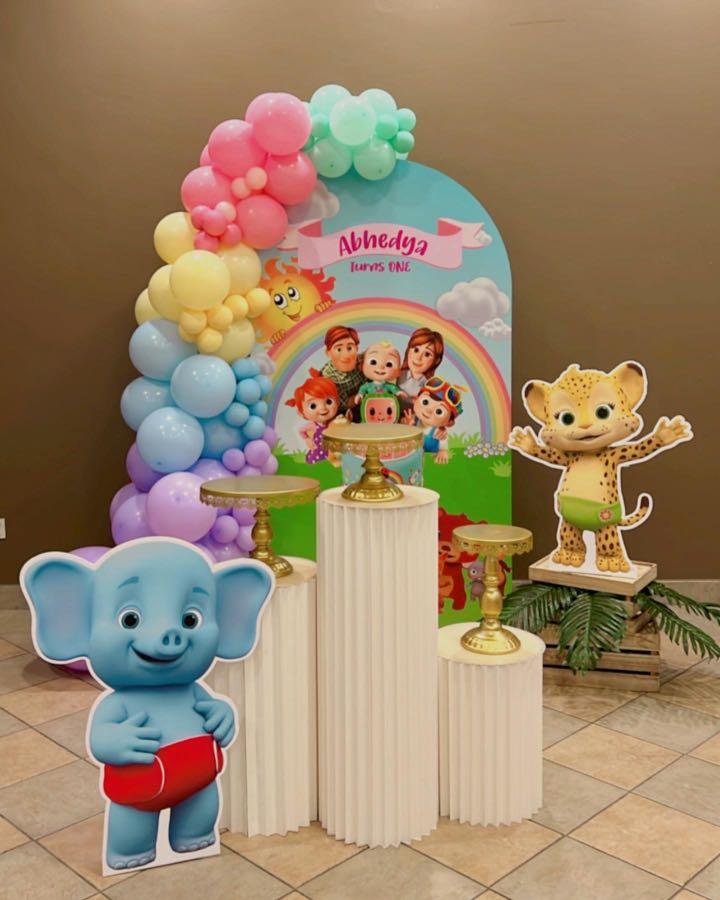 Cocomelon backdrop arch board dessert table setup balloon birthday deco ...