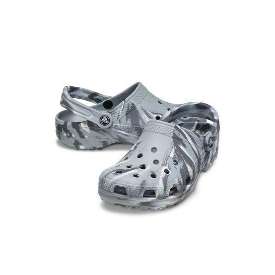 CROCS CLASSIC MARBLE LIGHT GREY, Women's Fashion, Footwear, Flats ...