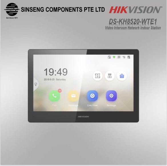 Hikvision 10”inch Touch Screen Monitor Panel DS-KH8520-WTE1 Door Access ...