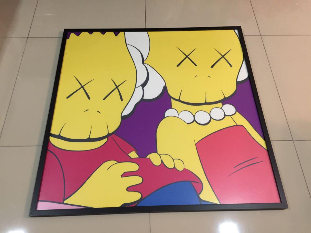 KAWS Simpson Art 91cm x 91cm with Solid Frame, Hobbies & Toys ...