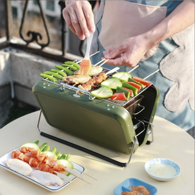Mini Charcoal Grill Portable Backpack Stainless Steel BBQ Grill Table ...