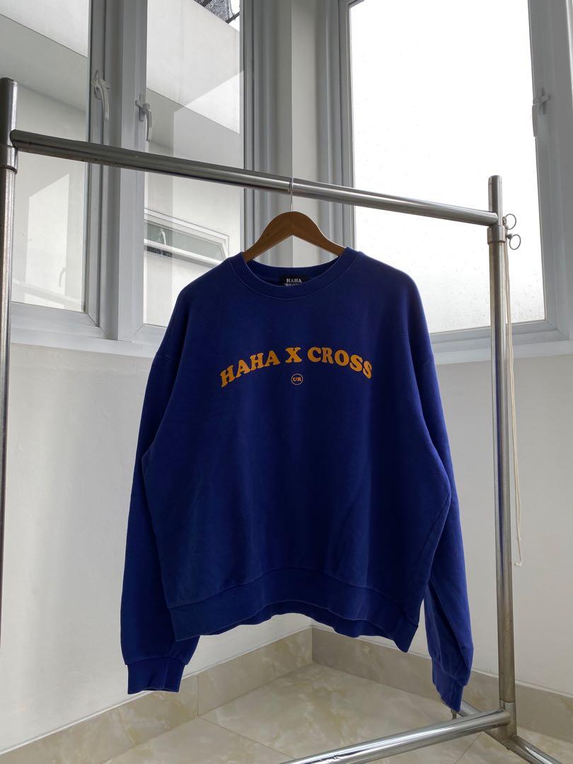 OVESIZED HAHA CROSS CREWNECK, Fesyen Pria, Pakaian , Baju Luaran di ...