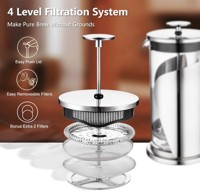 Silver French Press Coffee Maker (600ml) - SE-B651-600, Furniture ...