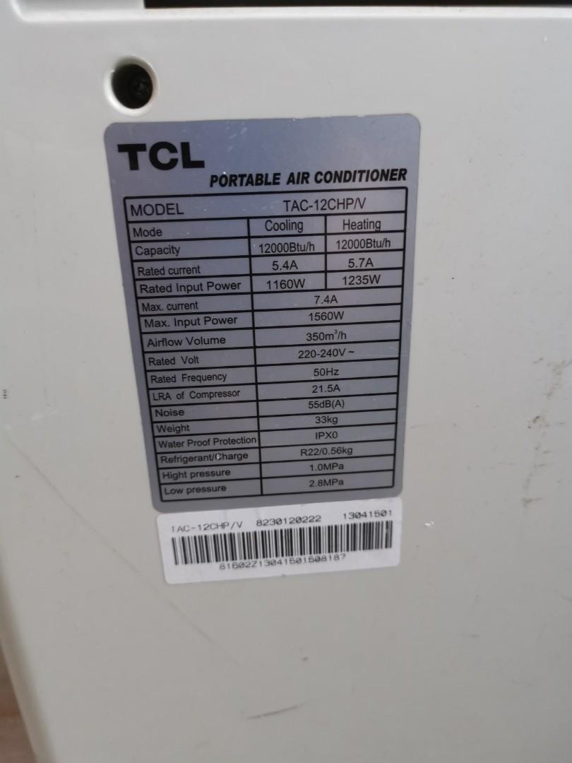 TCL Portable Aircon TAC-12CHP/V 12000BTU, TV & Home Appliances, Air ...