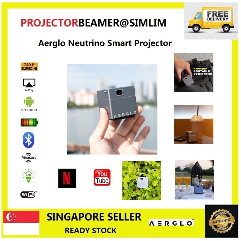 Gen 1: Aerglo Neutrino Smart Portable Projector (Disney+ Supported), TV ...