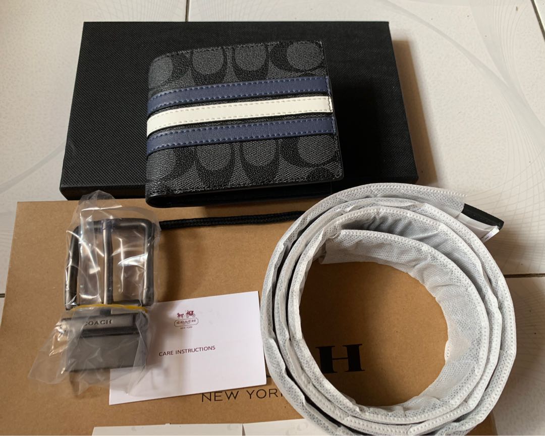 Coach Set Mens Wallet and Belt, Men's Fashion, Watches & Accessories ...