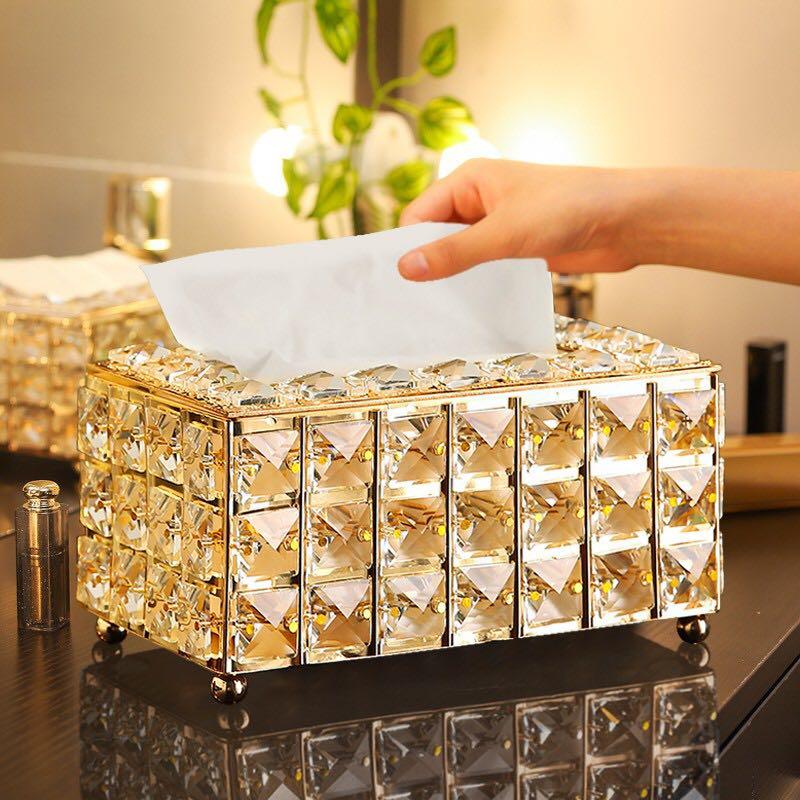 Crystal tissue box kotak tisu kristal gold dan silver sahaja, Furniture ...