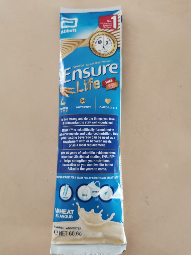 Ensure Life Wheat Flavour 60.6g Expiry 3 July 2022, Food & Drinks ...