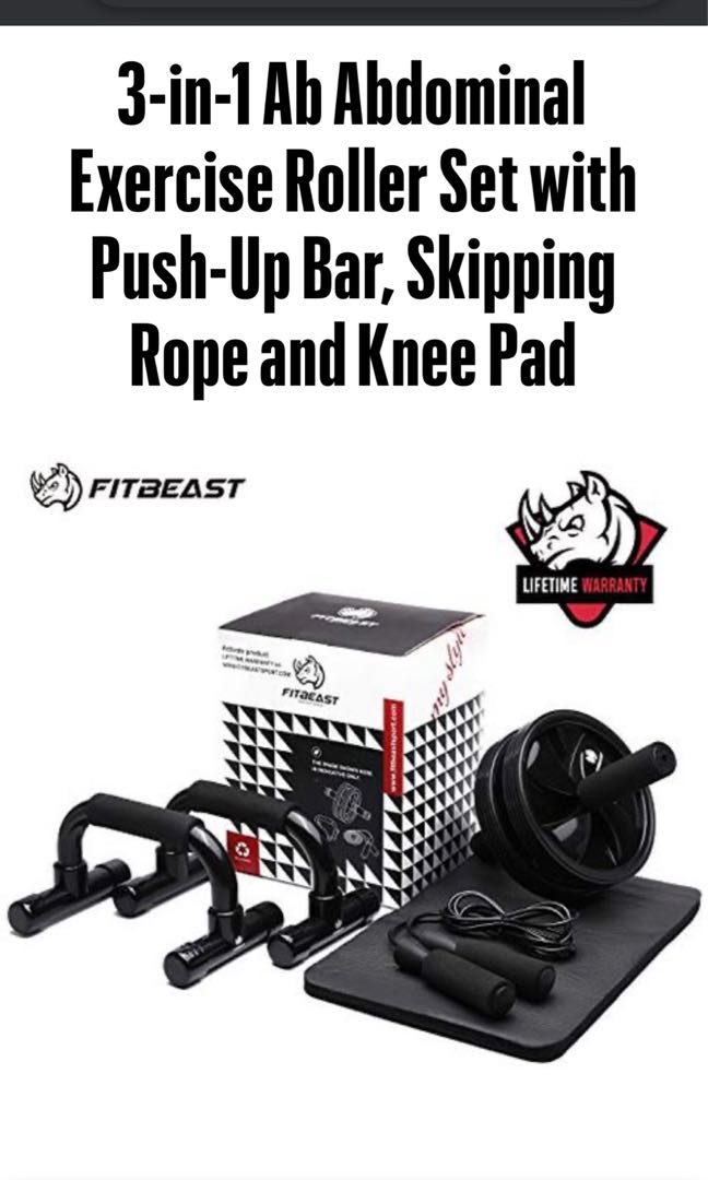(J5)Fitbeast Gym Equipment for Home Workout (Ab Roller Wheel Set ...