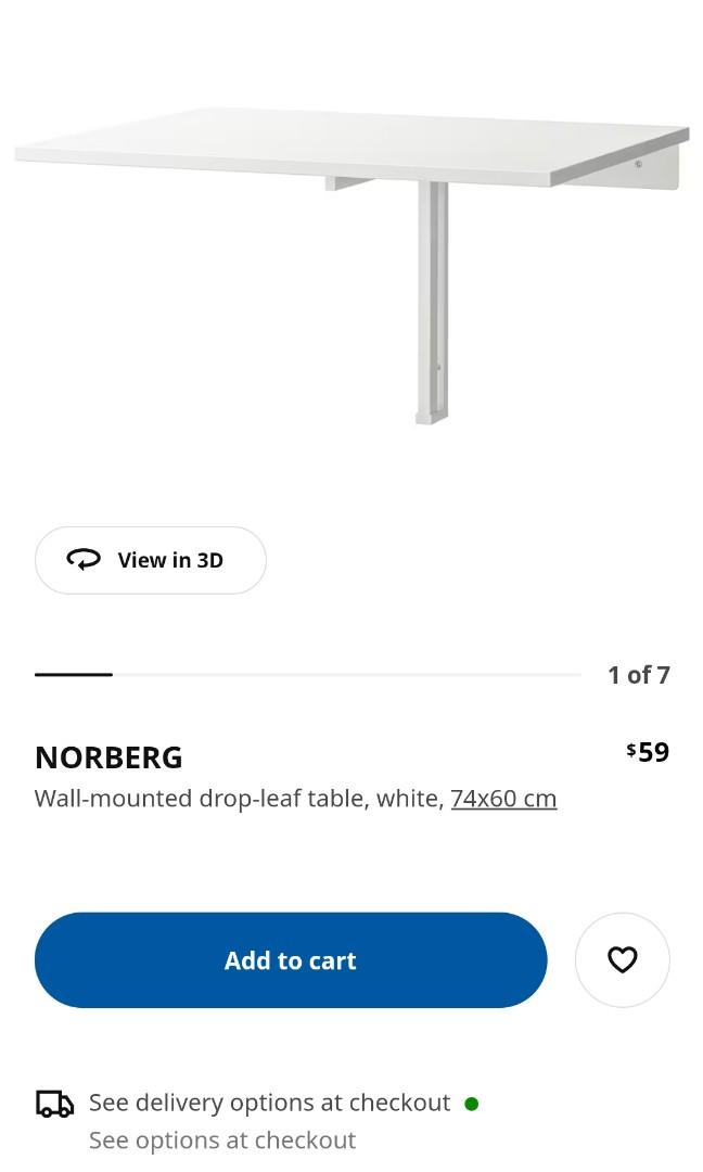 Foldable Wall Table (NORBERG) - IKEA, Furniture & Home Living ...