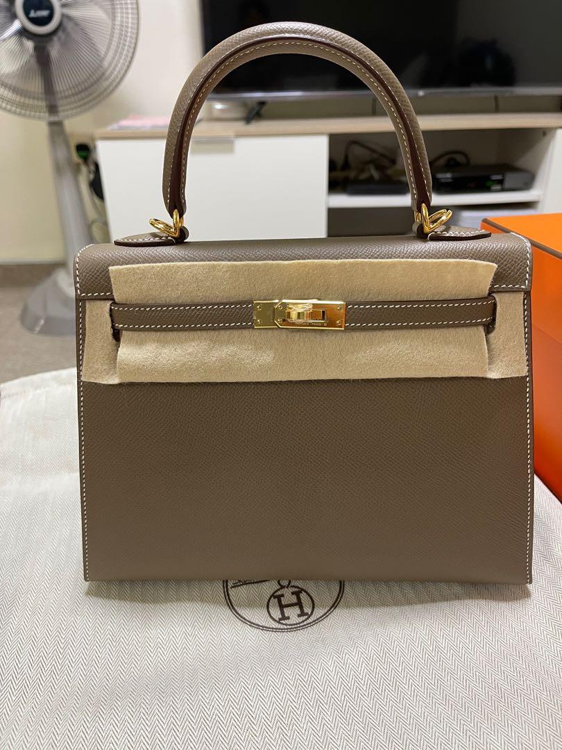 Hermes Kelly 25 Sellier Etoupe Epsom GHW Bill 2022/Z., Luxury, Bags ...