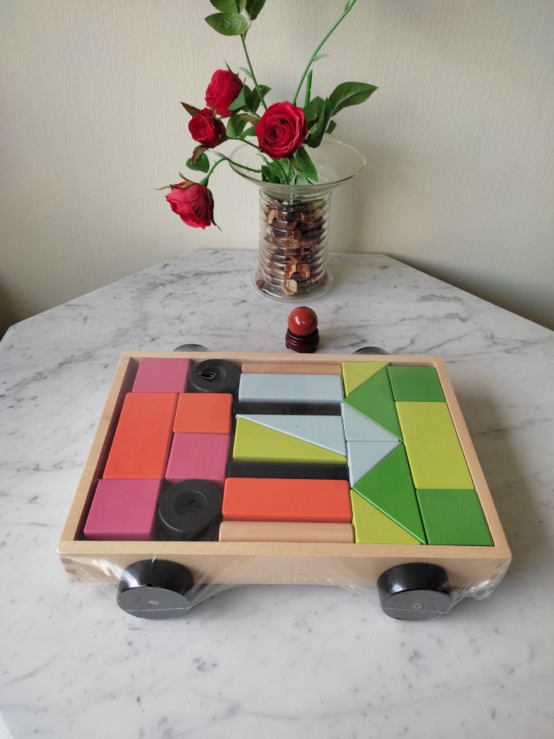 IKEA wooden cart with fitting shapes, Hobbies & Toys, Stationery ...