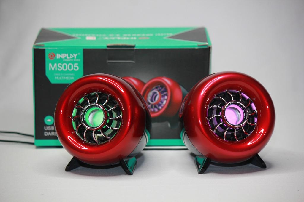 INPLAY MS005 BLACK RED, MINI SPEAKER RGB USB 2.0 CHANNEL MULTIMEDIA, 3.5mm AUDIO JACK PLUG ...