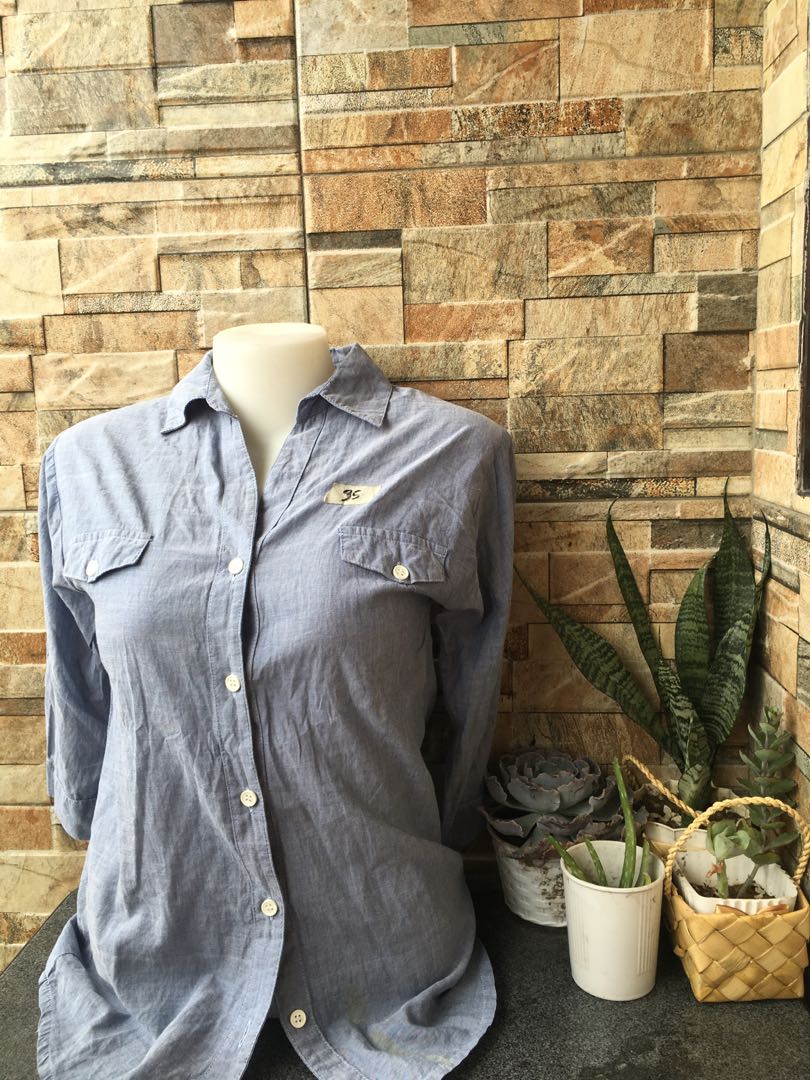 Maong Polo Top, Women's Fashion, Tops, Longsleeves on Carousell