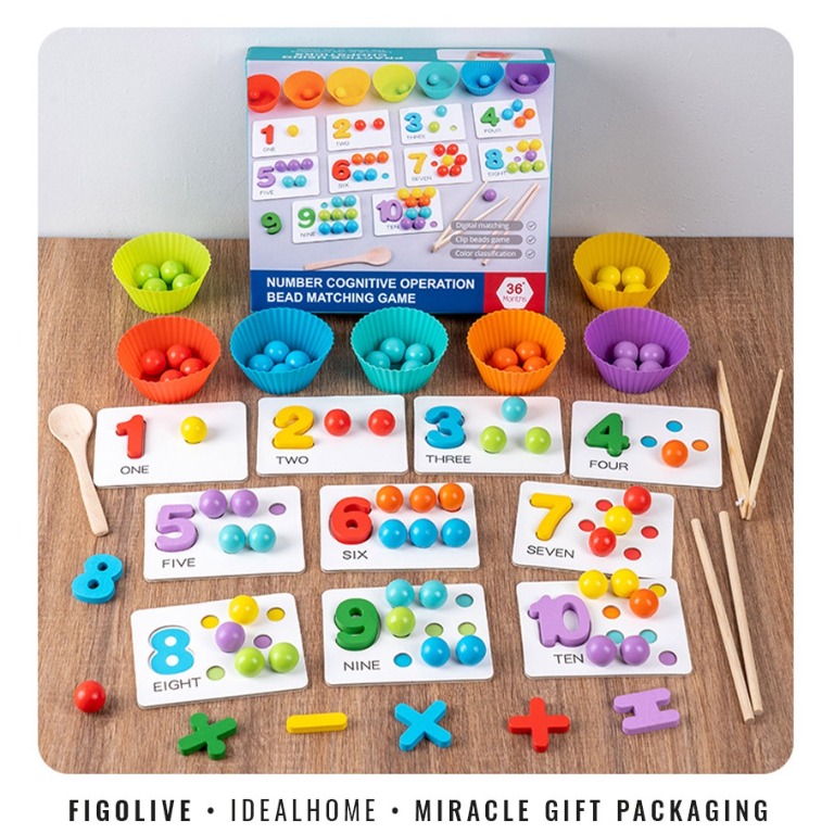 Math Toys / Sorting Beads / Chopstick Spoon Training Montessori Sorting ...