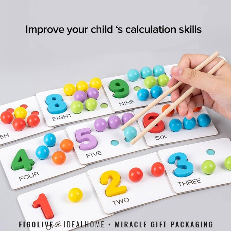 Math Toys / Sorting Beads / Chopstick Spoon Training Montessori Sorting ...