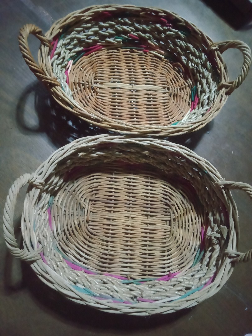 (Set of 2)Oval Native fruit basket with handle, Food & Drinks, Gift ...